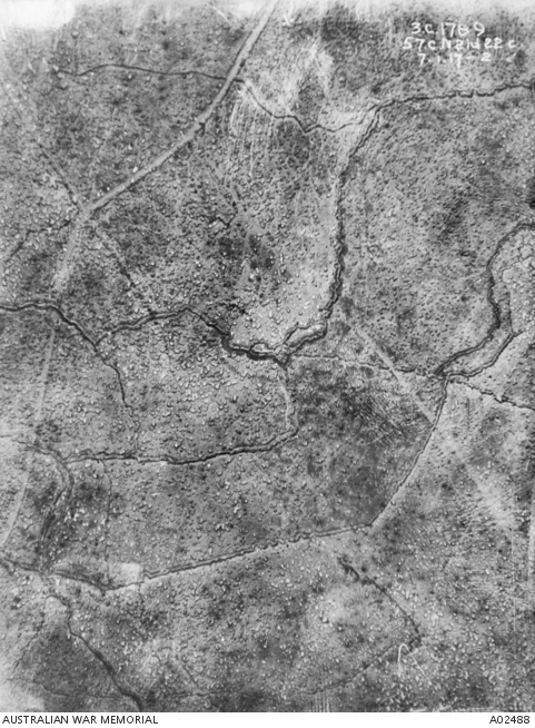 An aerial view of several trenches including Sunray Trench and Stormy ...