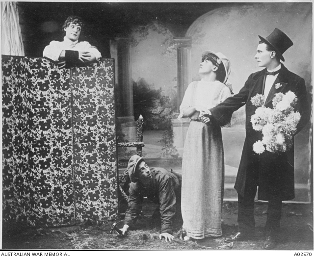 Four unidentified members of the Concert Party of HMAS Sydney ...