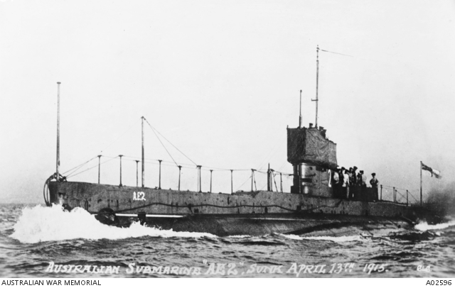 Port side view of the Royal Australian Naval submarine AE2, which was ...