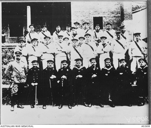 Portrait of the gun crew of the German raider SMS Emden. See also ...