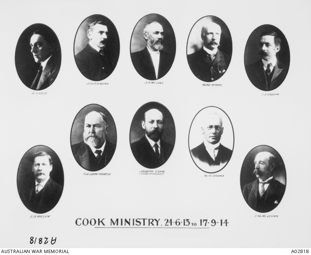 Members of the Cook Ministry, which was in office from 24 June 1913 to ...