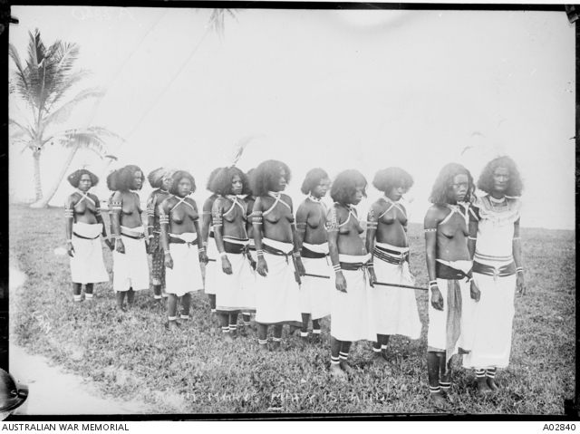 Micronesia. A group of young Micronesian women in probably ceremonial ...