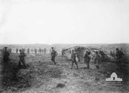 The taking of Vimy Ridge. Members of the Canadian Army advancing with a ...