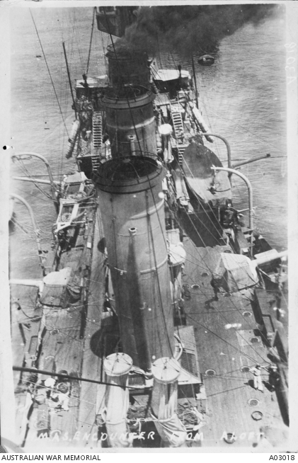 View of HMAS Encounter, taken from the after lookout. | Australian War ...
