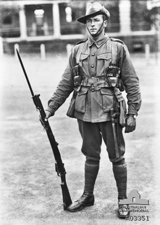 Portrait of an unidentified Australian Infantryman in full uniform and ...