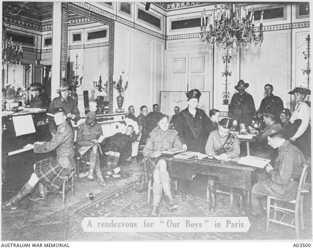 Soldiers relaxing in the lounge of the 'Corner of Blighty in Paris', a ...