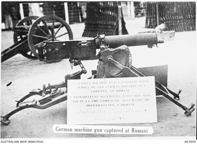 A Maxim MG08 machine gun on a sleigh mount, which was captured along ...
