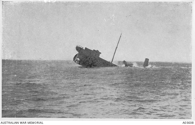 The sinking of the Japanese steamer Hitachi Maru after being scuttled ...