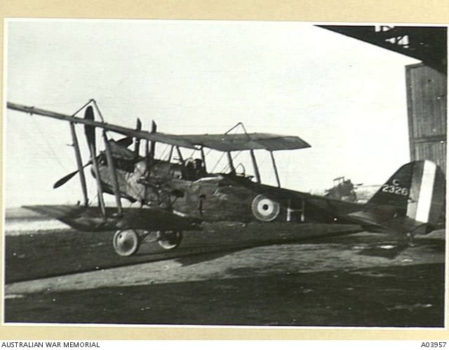 A Royal Aircraft Factory RE.8 aircraft, Serial C2326 of No 3 Squadron ...