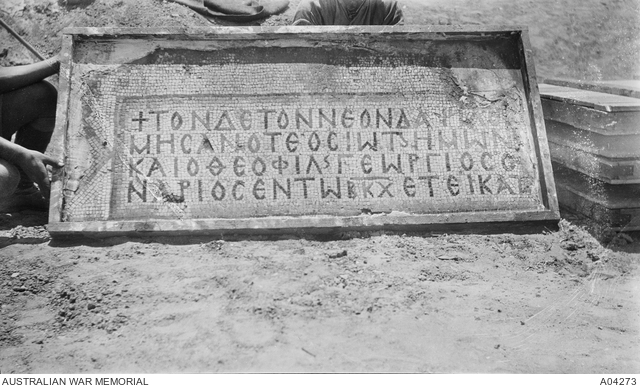 Australian War Memorial. The top inscription of the Shellal Mosaic soon ...