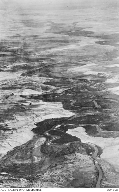 An aerial view of the Jordan River, the river of Israel, Palestine and ...