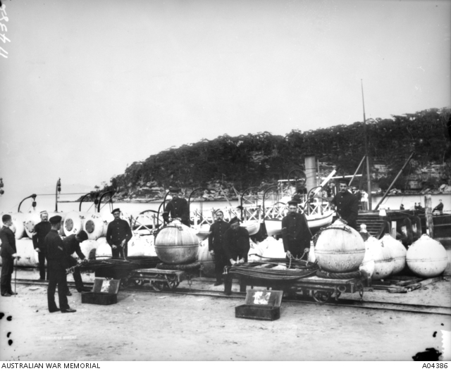 Unidentified members of the New South Wales Submarine Miners, stationed ...