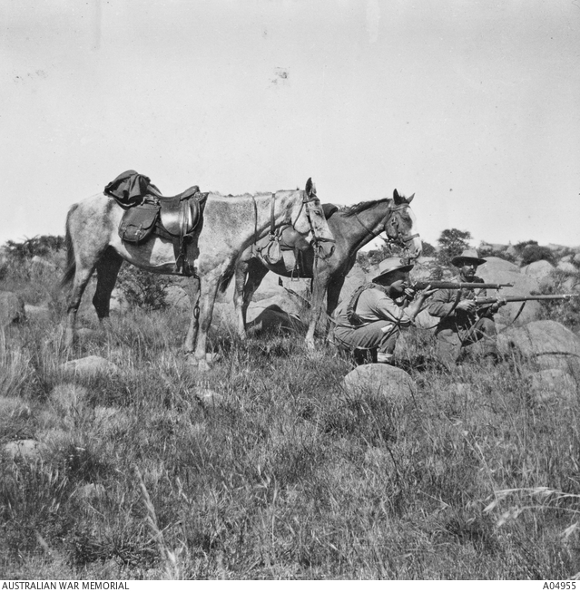TWO MEMBERS OF THE 5TH SOUTH AUSTRALIAN IMPERIAL BUSHMAN ON ACTIVE ...