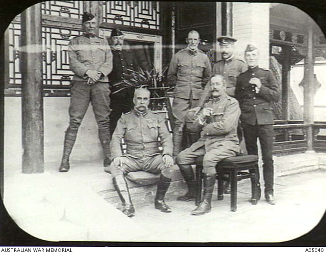 CHINA C 1900. GENERAL SIR ALFRED GASALEE SEATED LEFT FRONT ROW AND ...