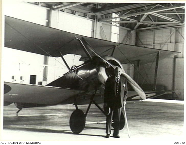 CAPTAIN E R GRANGE, DSC, C DE G; IN FRONT OF THE SOPWITH PUP N5182 ...