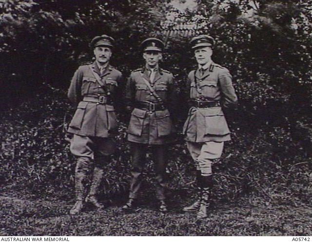 1918-05. THREE MEMBERS OF 1ST AUSTRALIAN DIVISION HEADQUARTERS STAFF ...