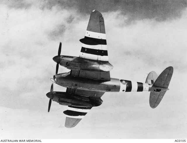 A RAF DH98 MOSQUITO MK XVI, SERIAL NO NS-502 WITH D- DAY STRIPES. THIS ...