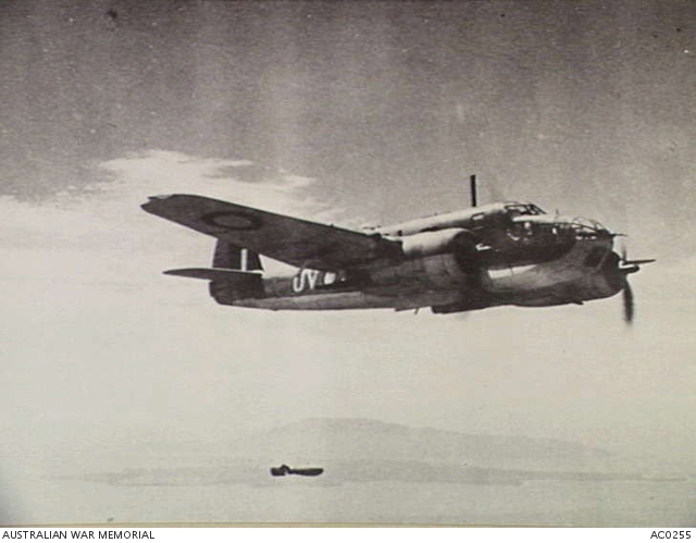 BRISTOL BEAUFORT, OF NO. 8 SQUADRON RAAF, NOTE BOMB BELOW, STILL ...