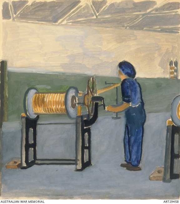 Hand reeling room (munitions factory) | Australian War Memorial