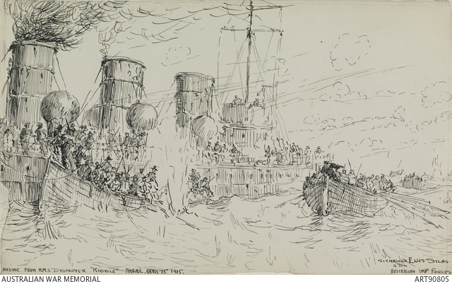Landing from HMS Destroyer Ribble | Australian War Memorial