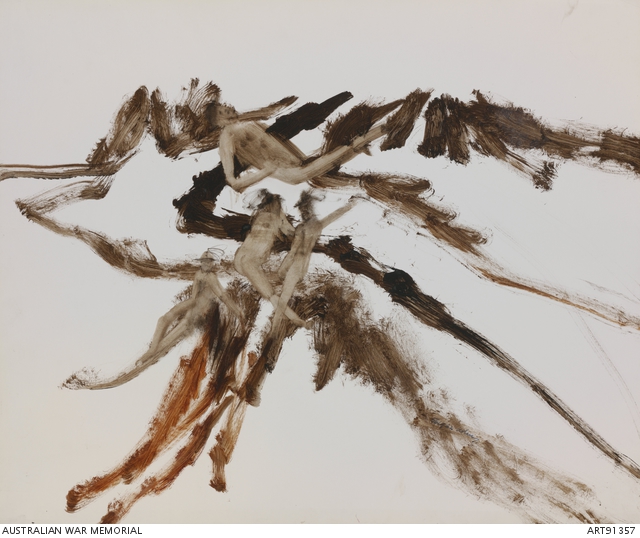 [Four Gallipoli soldiers in shell-burst] | Australian War Memorial