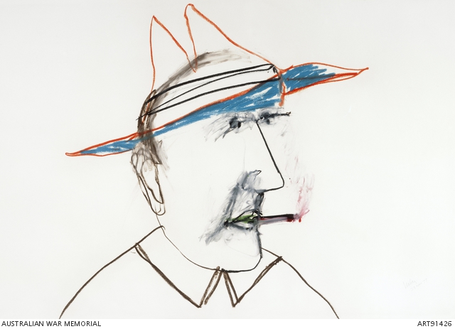 [Head of Gallipoli soldier with cigarette] | Australian War Memorial