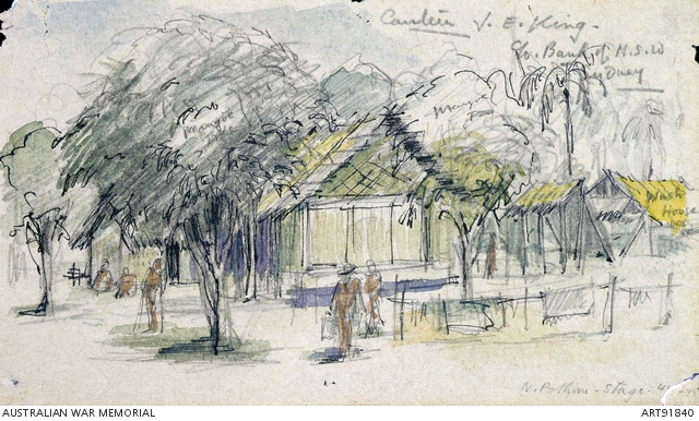Theatre stage, Nakom Paton; verso: Physiotherapy lists | Australian War ...