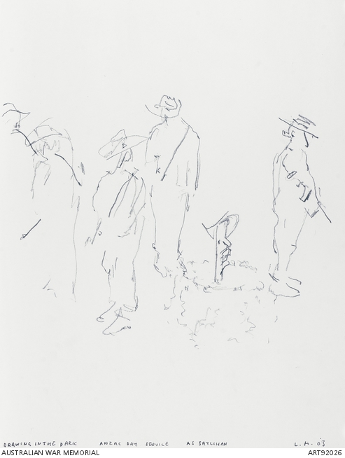 Drawing in the dark, Anzac Day service, As Sayliyah | Australian War ...