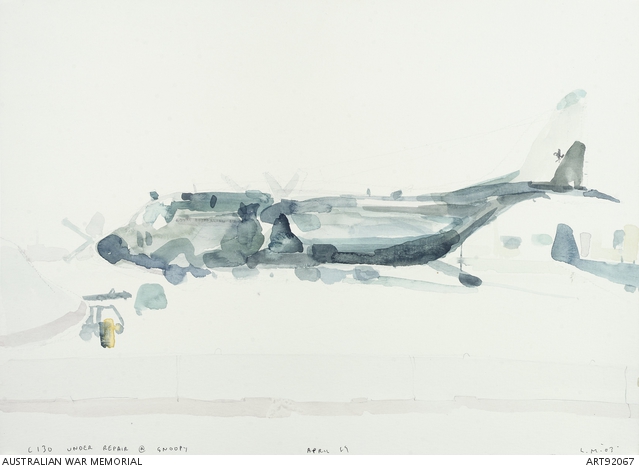 Hercules C130 under repair at Snoopy | Australian War Memorial