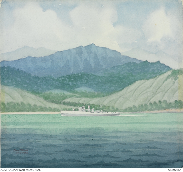 HMAS 'Kalgoorlie' off Fortification Point, Finschhafen, New Guinea ...