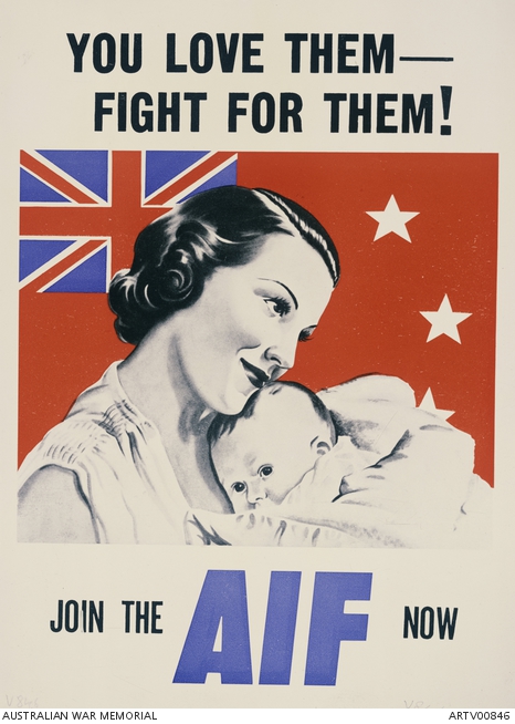 Join the AIF Now! ..You love them, fight for them! [red Australian flag ...