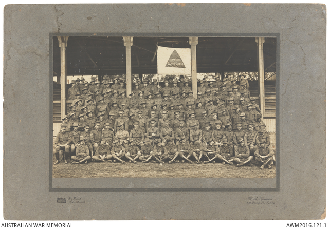 Outdoor group portrait of unidentified members of the Australian Camel ...