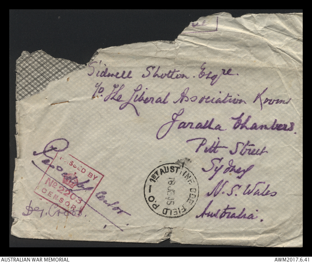 Letter from Alfred Frederick Jordan to Mr Shotton, 10 June 1915 ...