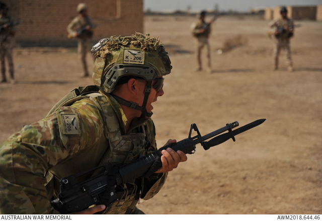 PTE Anthony Brown (3 RAR) demonstrates the bayonet techniques with ...