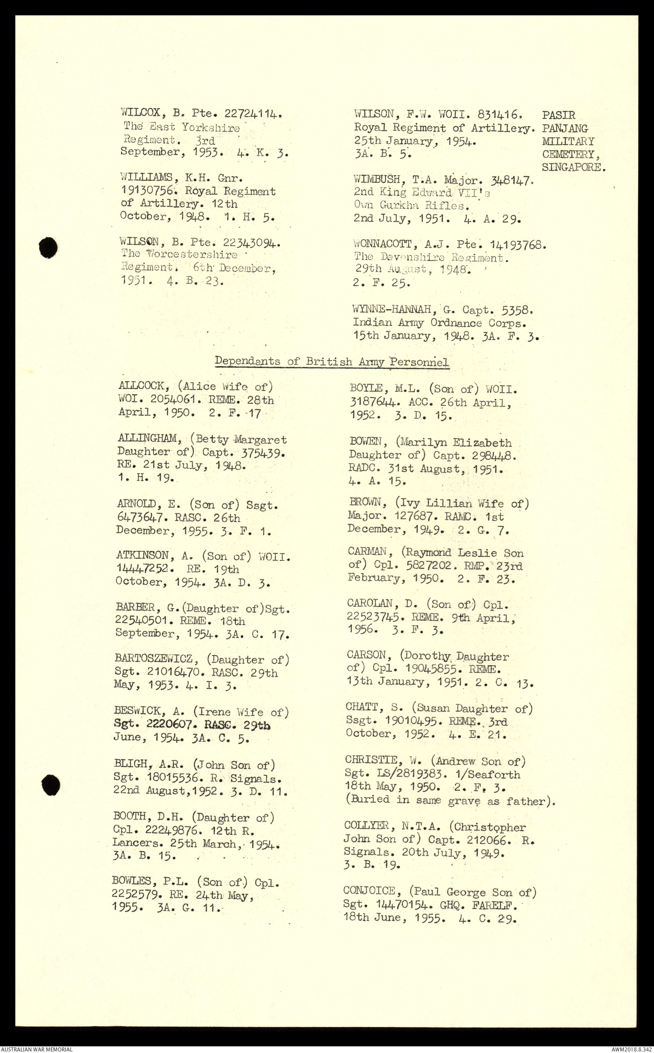 AWM207 161-F3-1 - Headquarters, ANZUK Force, Register of Post War ...