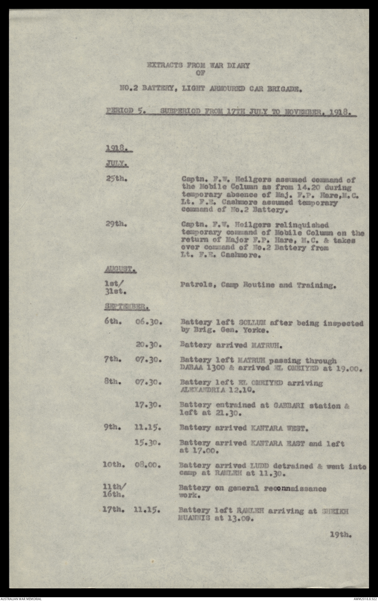 AWM45 12/29 - [Extracts from British Unit War Diaries - Palestine, 1916 ...