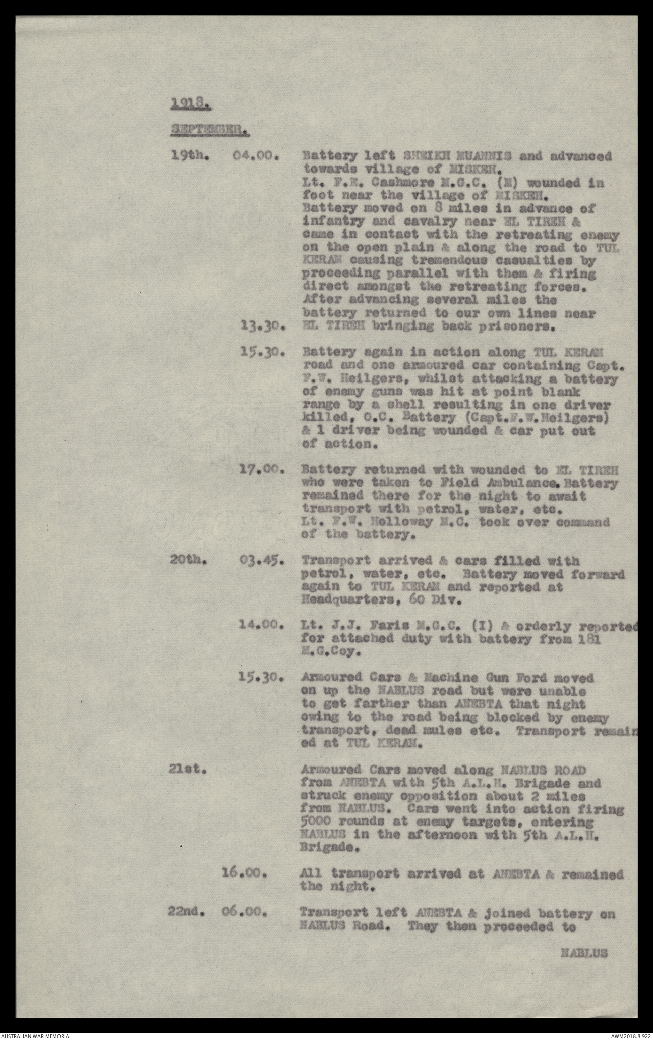 AWM45 12/29 - [Extracts from British Unit War Diaries - Palestine, 1916 ...