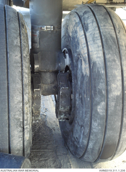 A15-202 on the ground at Kandahar Air Base with a broken right main ...