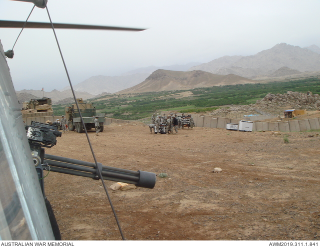 View out the left hand pilot window of Australian Army Chinook A15-201 ...