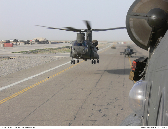 Australian Army Ch-47D Chinook A15-201 seen from A15-202. One of a ...