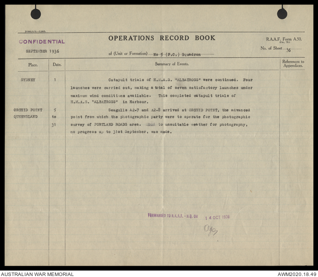 AWM64 1/38 - [RAAF formation and unit records] Operations Record Book ...