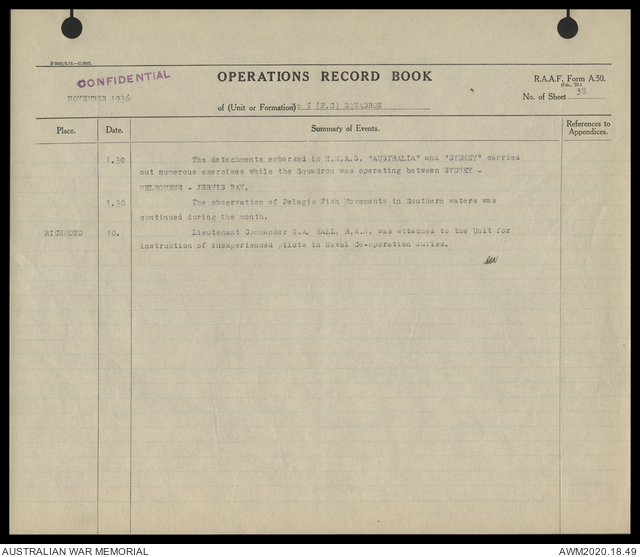 AWM64 1/38 - [RAAF formation and unit records] Operations Record Book ...