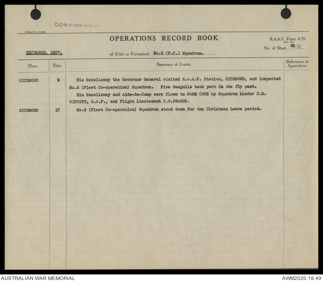 AWM64 1/38 - [RAAF formation and unit records] Operations Record Book ...