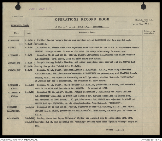 AWM64 1/38 - [RAAF formation and unit records] Operations Record Book ...