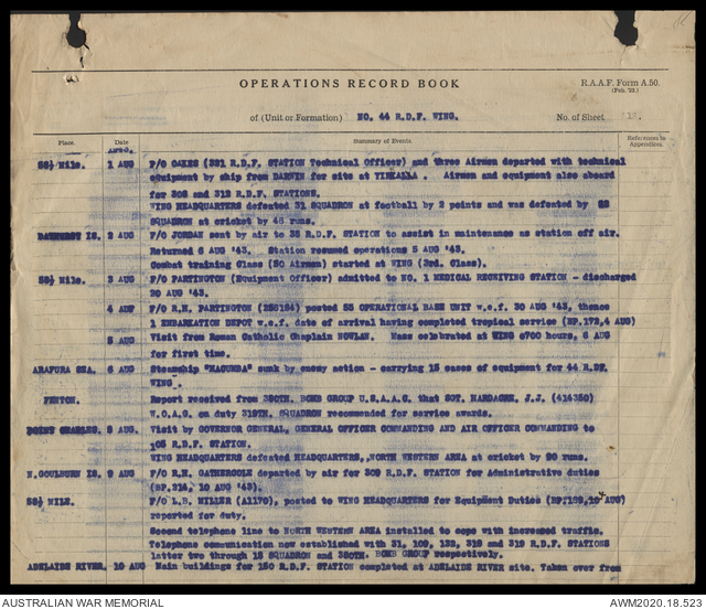 AWM64 9/13 - [RAAF formation and unit records] Operations Record Book ...
