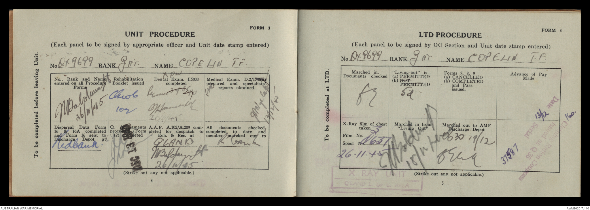 Wallet 1 of 1 - Papers relating to the Second World War service of ...