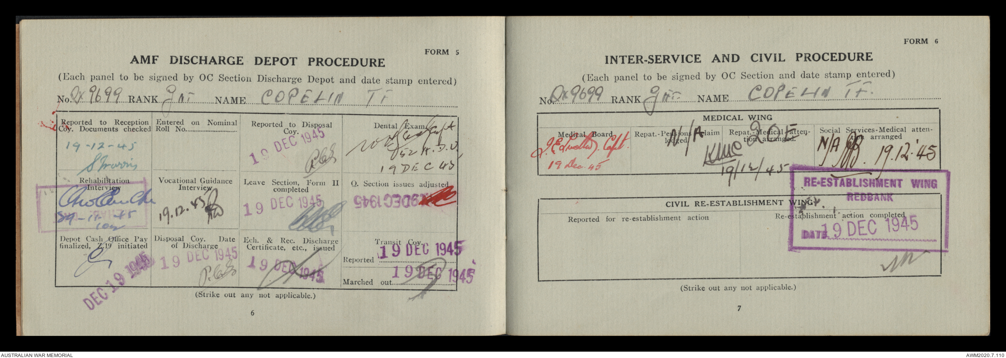 Wallet 1 of 1 - Papers relating to the Second World War service of ...