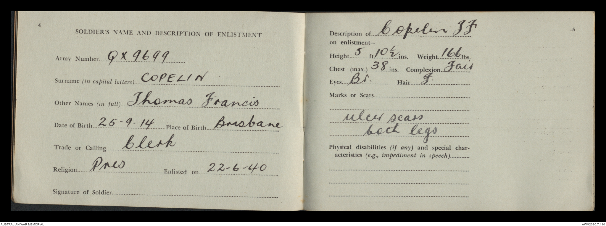 Wallet 1 of 1 - Papers relating to the Second World War service of ...