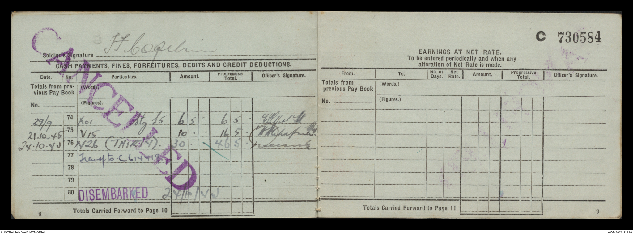 Wallet 1 of 1 - Papers relating to the Second World War service of ...