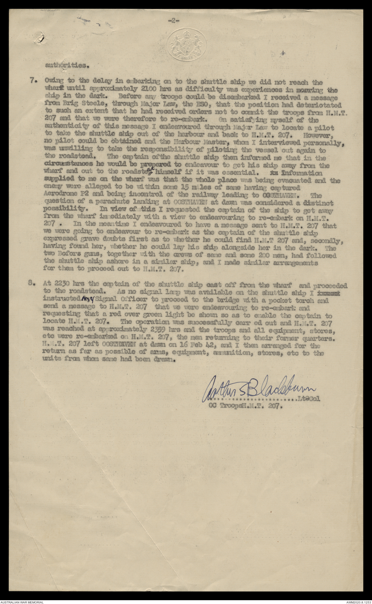 AWM52 37/1/5/1 - [Unit War Diaries, 1939-45 War] HMT ORCADES, January ...